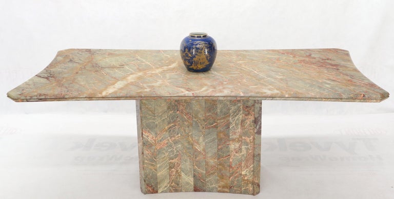 Concave Side Rectangular Pedestal Base Marble Dining Conference Table ...