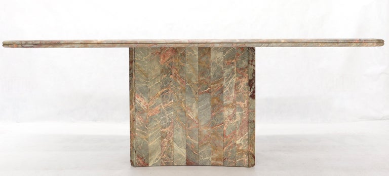 Concave Side Rectangular Pedestal Base Marble Dining Conference Table ...