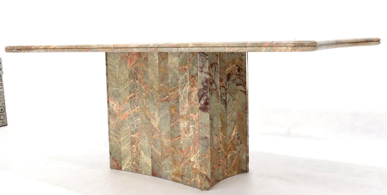 Concave Side Rectangular Pedestal Base Marble Dining Conference Table ...