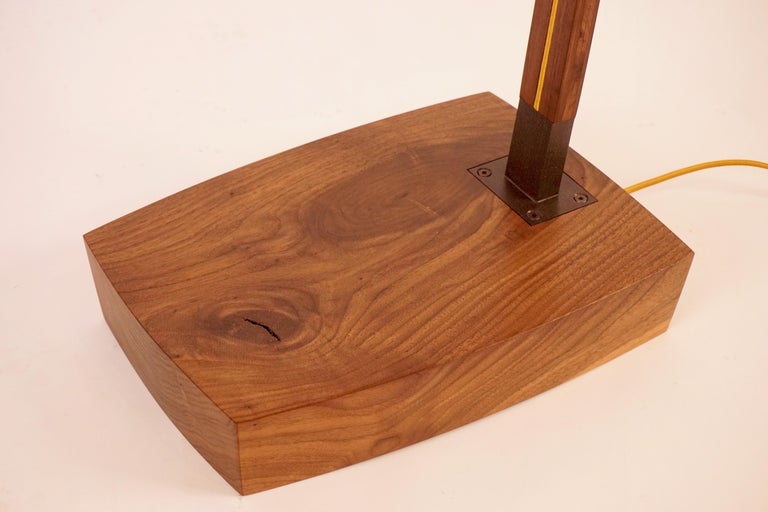 Concave, Aluminum Spun Shade Floor Lamp with Laminated Walnut Arm For ...