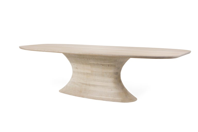 CONCAVE Statement Dining Table in White Oak For Sale at 1stDibs