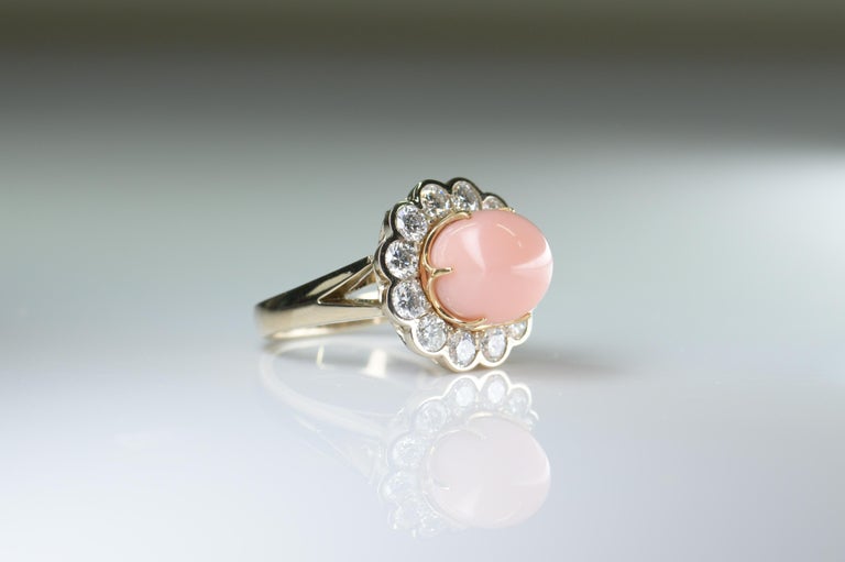 Conch Pearl and Diamond Cluster Ring in 18 Karat Gold with Gem ...
