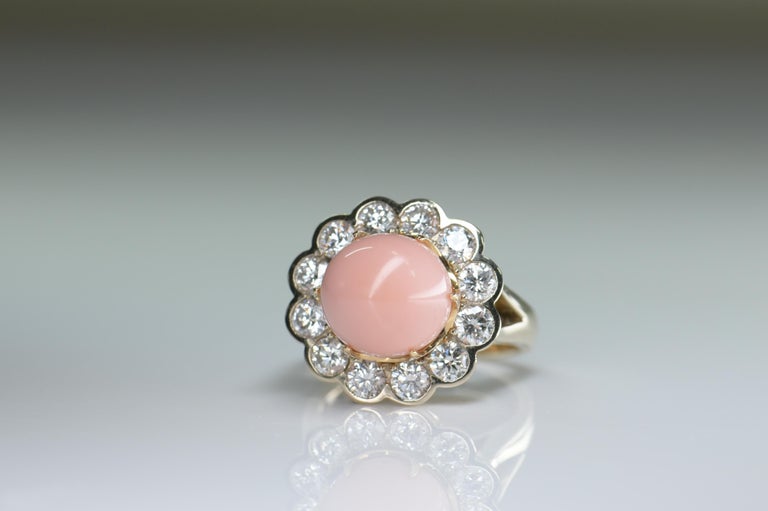 Conch Pearl and Diamond Cluster Ring in 18 Karat Gold with Gem ...