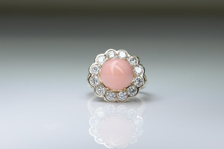 Conch Pearl and Diamond Cluster Ring in 18 Karat Gold with Gem ...