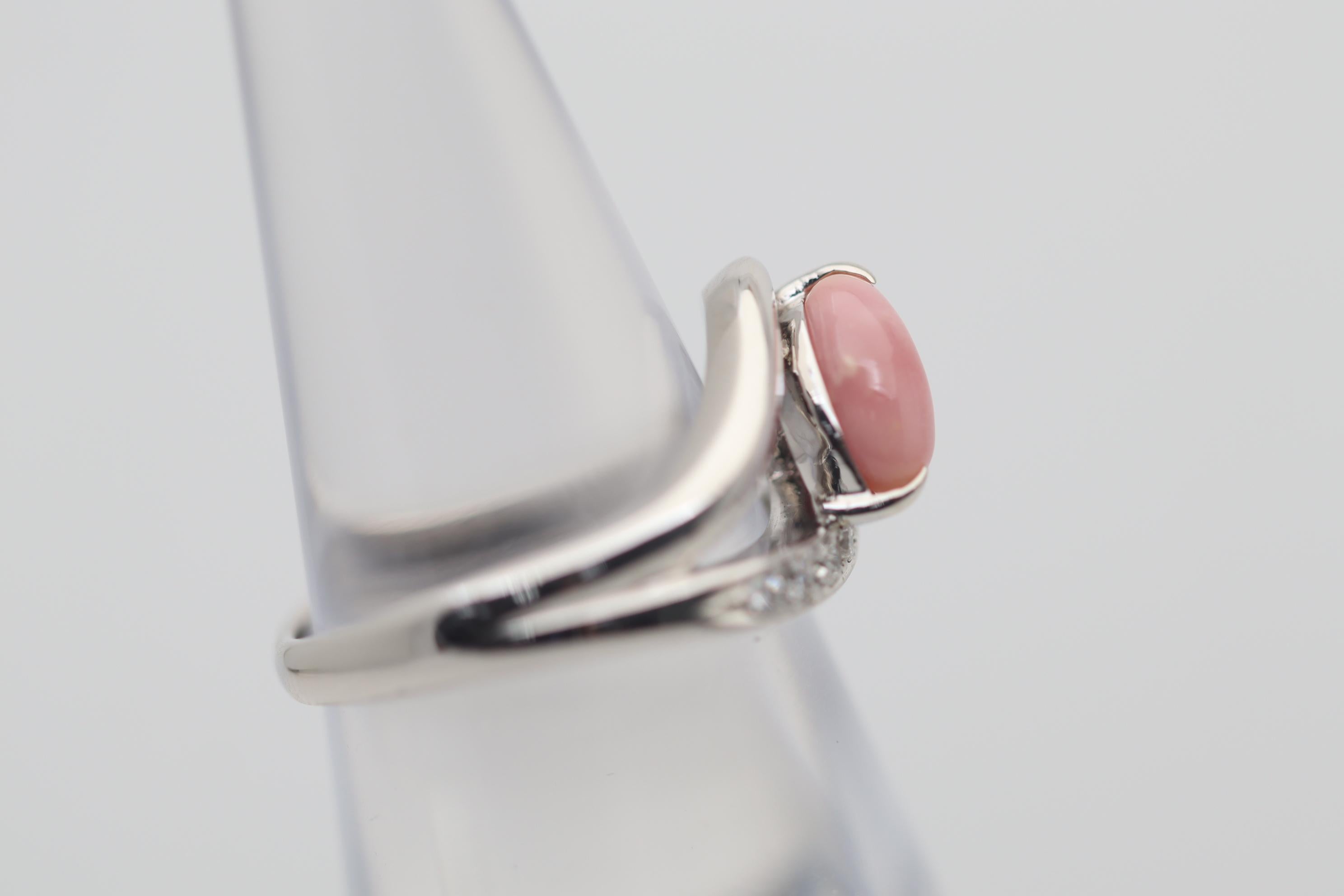 Conch Pearl Diamond Platinum Ring at 1stDibs