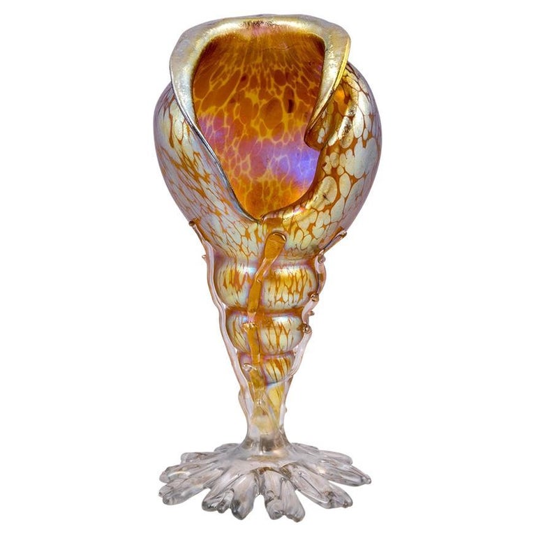 Conch Shell Glass Vase Iridescent Handmade Loetz Austria Jugendstil ...