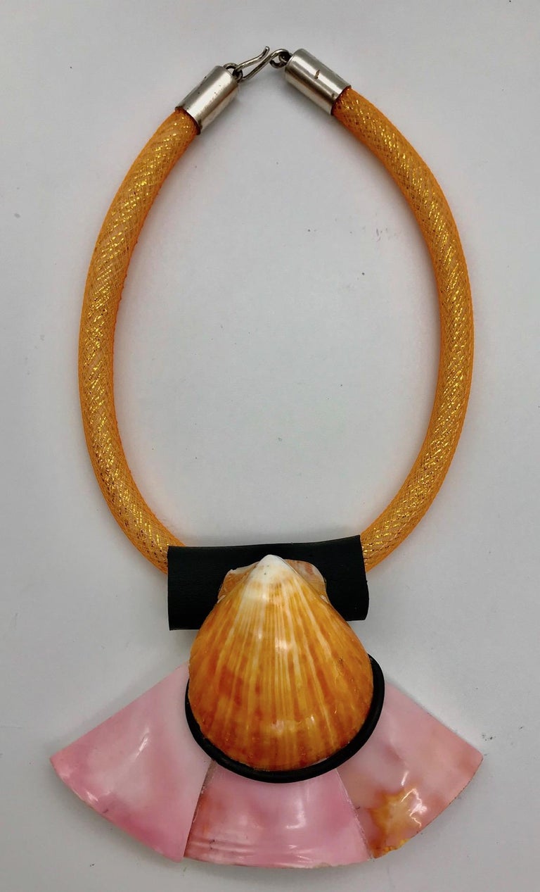 SYLVIA GOTTWALD, Conch /Spondylus Pink /Orange Shell Pendant/Necklace ...