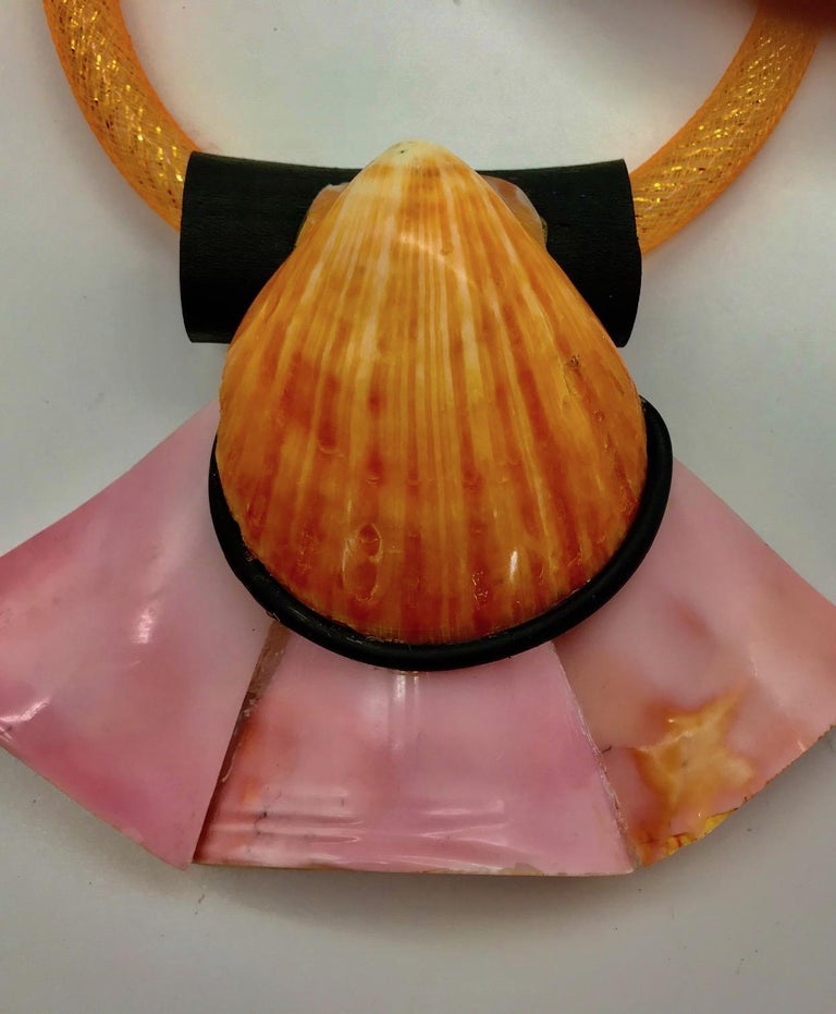 SYLVIA GOTTWALD, Conch /Spondylus Pink /Orange Shell Pendant/Necklace ...