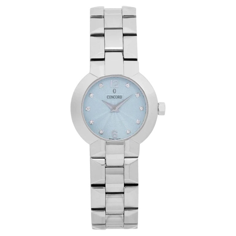 Concord La Scala 26mm Steel Diamond Blue Dial Ladies Quartz Watch 14.G4 ...