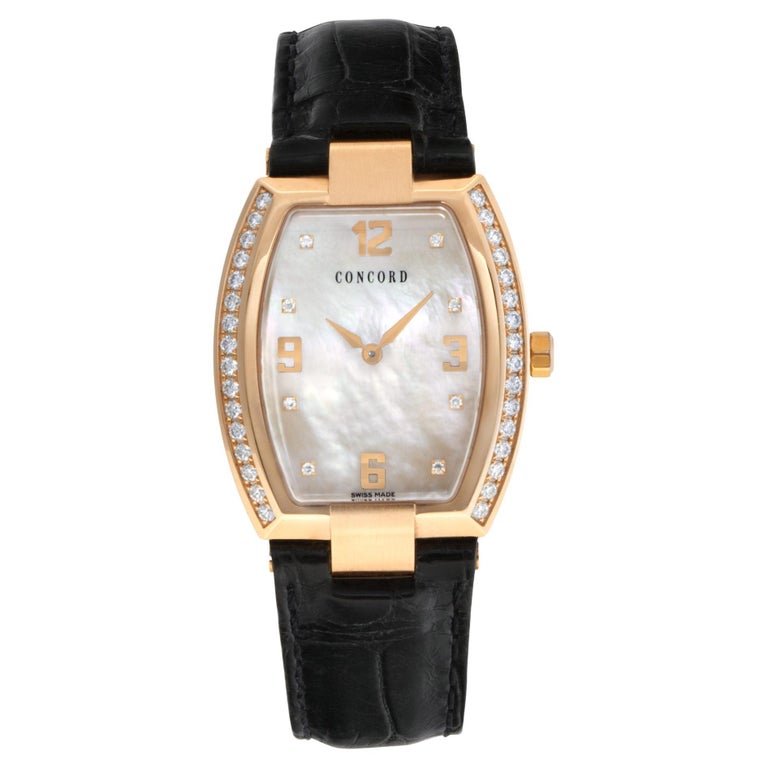 Concord La Scala Watch in 18K Rose Gold with Mother of Pearl Diamond ...