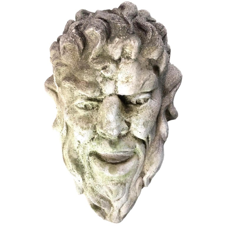 Concrete Bacchus Head at 1stDibs