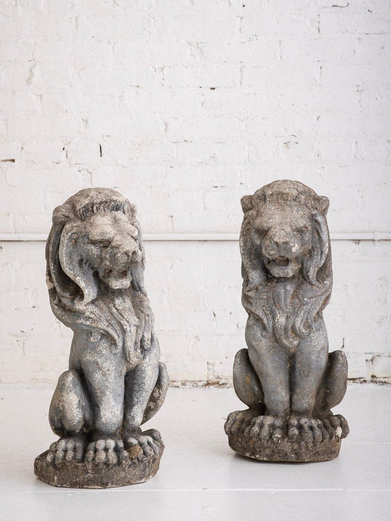 Concrete Cast Stone Lion For Sale at 1stDibs