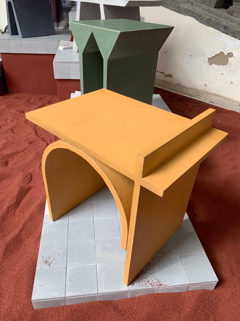 Concrete Side Table "E" Abecedario Collection Honey Color by Forma and ...