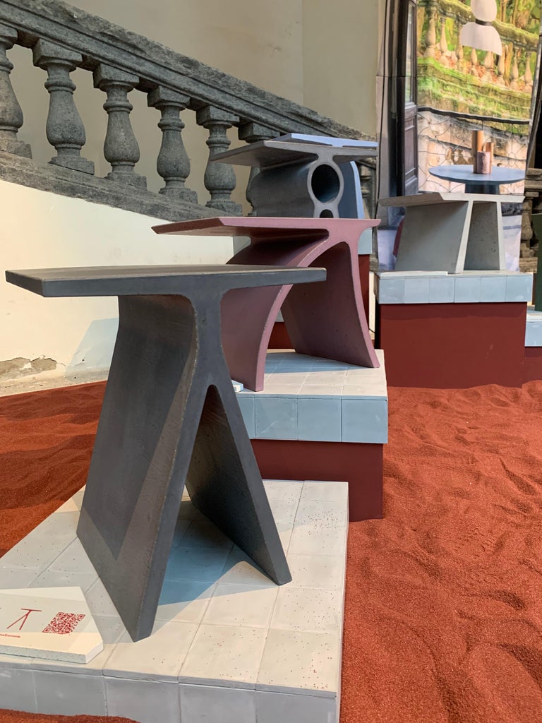Concrete Side Table "F" Abecedario Collection Ardesia Color by Forma ...
