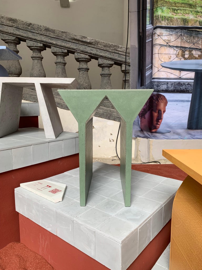 Concrete Side Table "G" Abecedario Collection Green Color by Forma ...