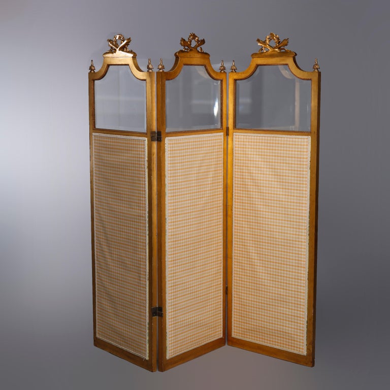 Antique French Empire Giltwood and Beveled Glass 3-Panel Dressing ...