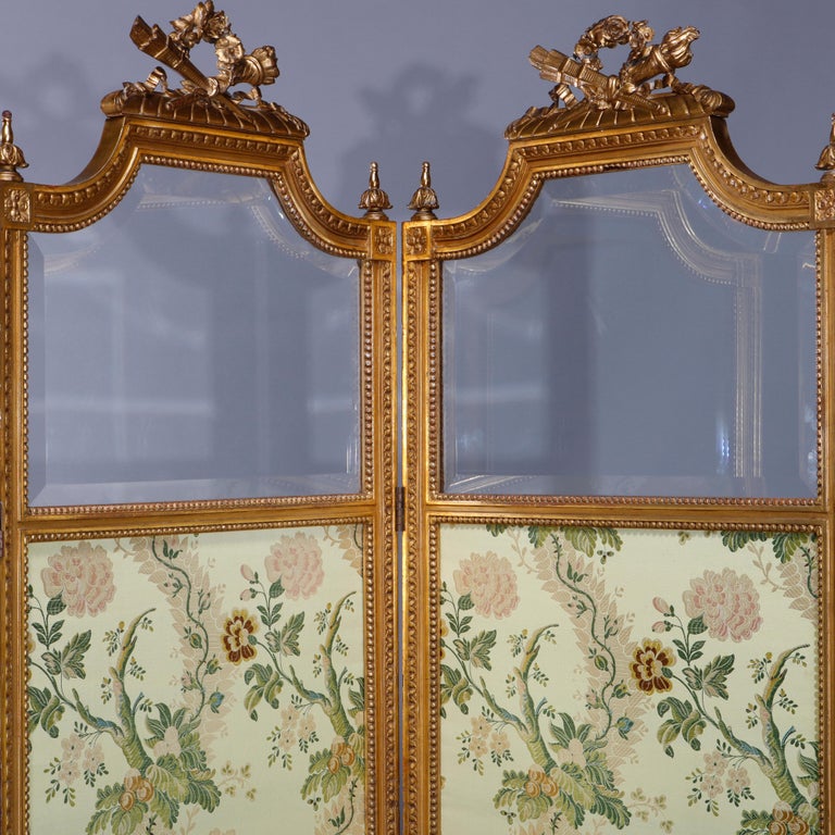 Antique French Empire Giltwood and Beveled Glass 3-Panel Dressing ...