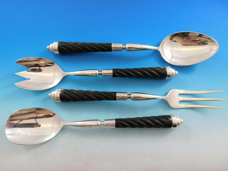 Conde Twisted Ebony by Ercuis French Silverplated Flatware Set Service ...