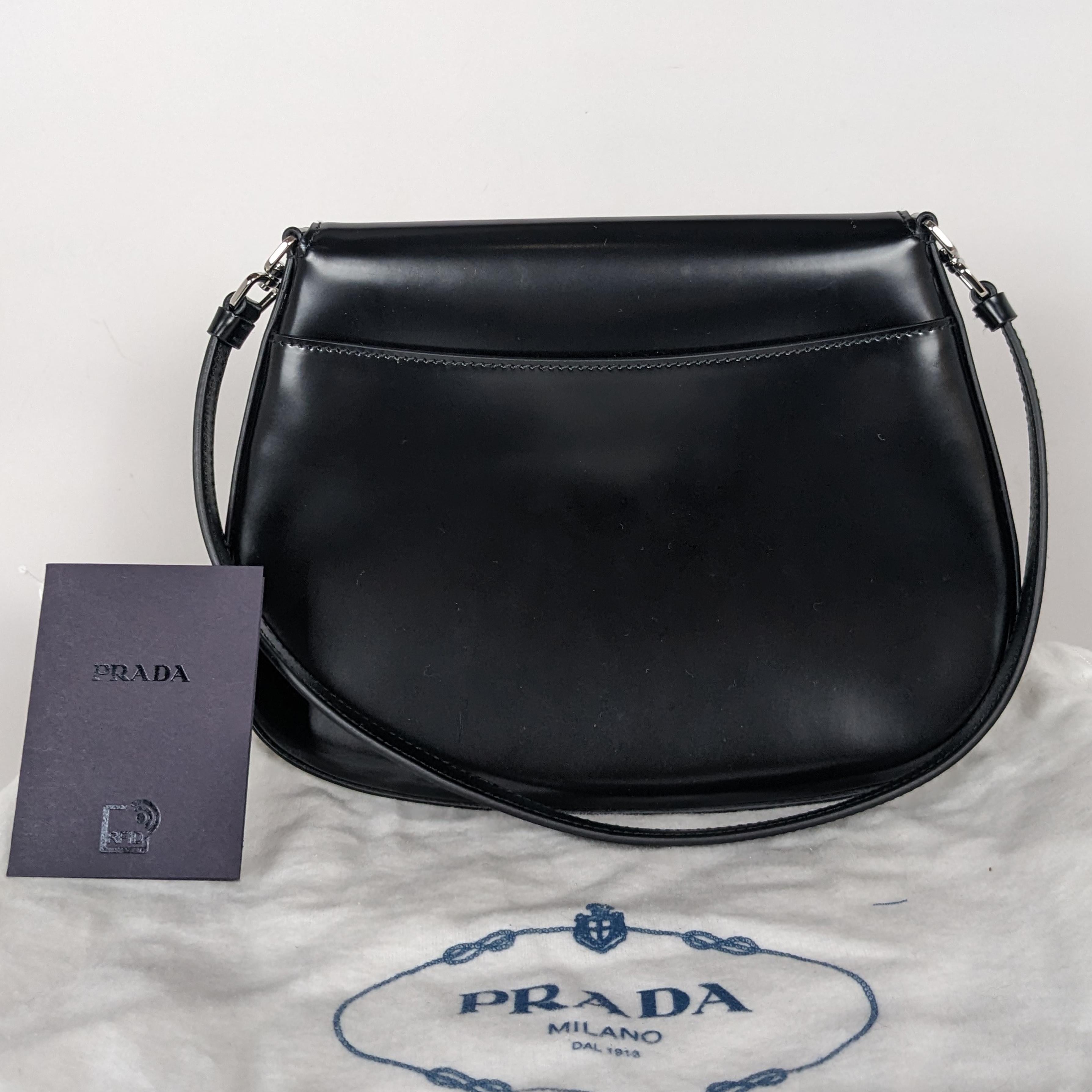 Prada Cleo Leather Flap Shoulder Bag Black For Sale at 1stDibs
