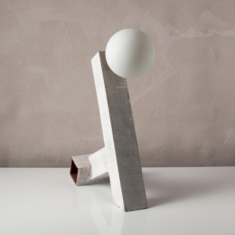 Conduit Anchor - Brutalist White Ceramic and Brass Table Lamp For Sale ...