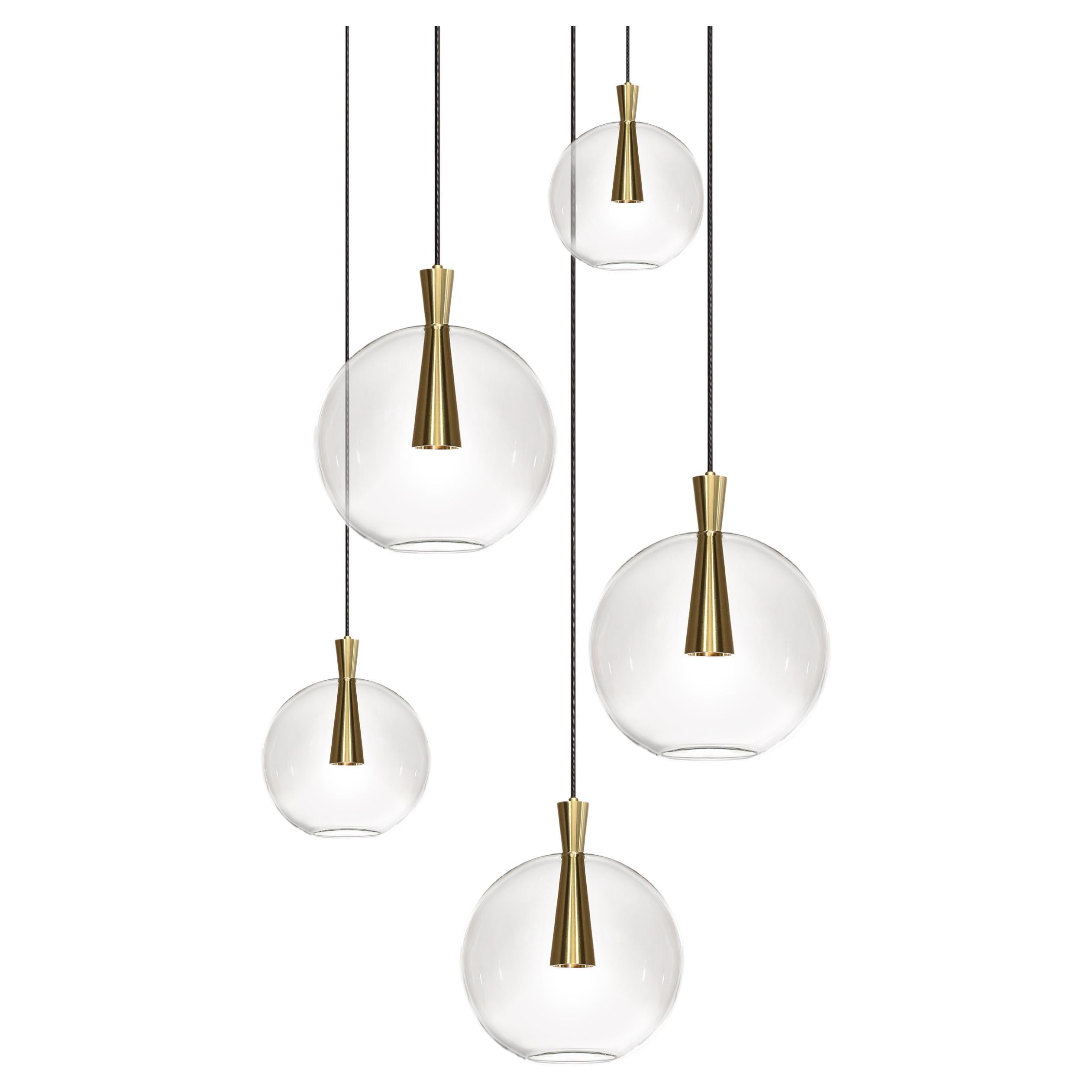 Cone Lamp and Shade, 5-Piece by Marc Wood, Brass and Glass Handmade ...
