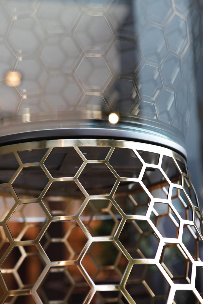 Cone Dining Table, Metal Honeycomb Base Paired, Accent Marble Sits ...