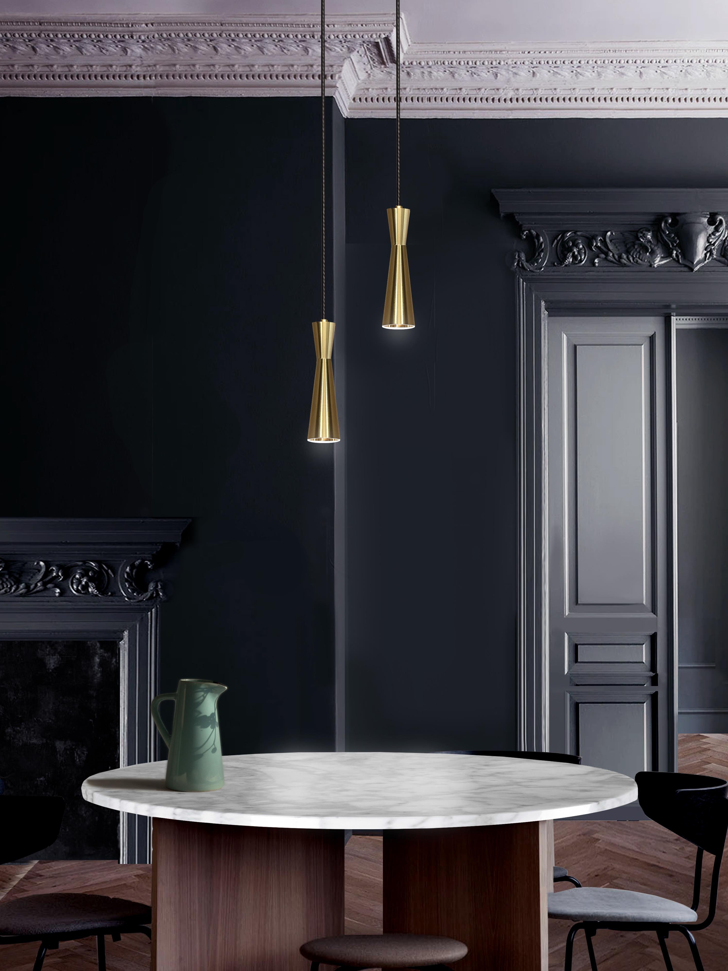 Cone Pendant Lamp, Medium by Marc Wood, Handmade Brass Lamp with GU10 ...