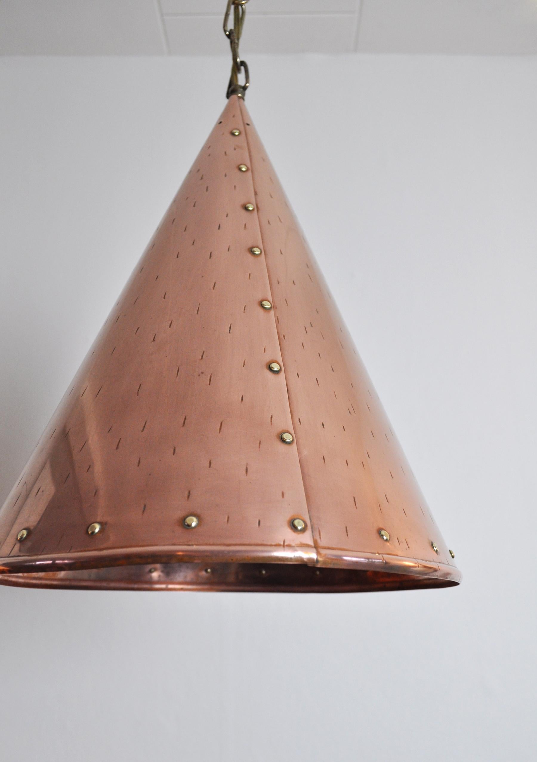 Cone Shaped Handcrafted Copper Pendant from Denmark, 1970s at 1stDibs