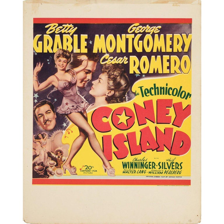 Coney Island 1943 U.S. Window Card Film Poster For Sale at 1stDibs