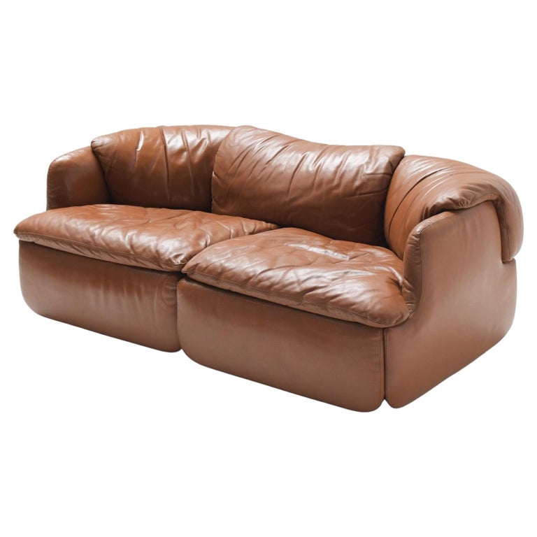 Confidential Sofa in Original Cognac Leather by Alberto Rosselli for ...