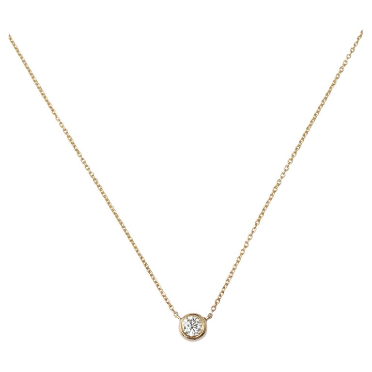 14 Karat Gold Conflict Free Diamond Solitaire Choker Necklace by Mon ...