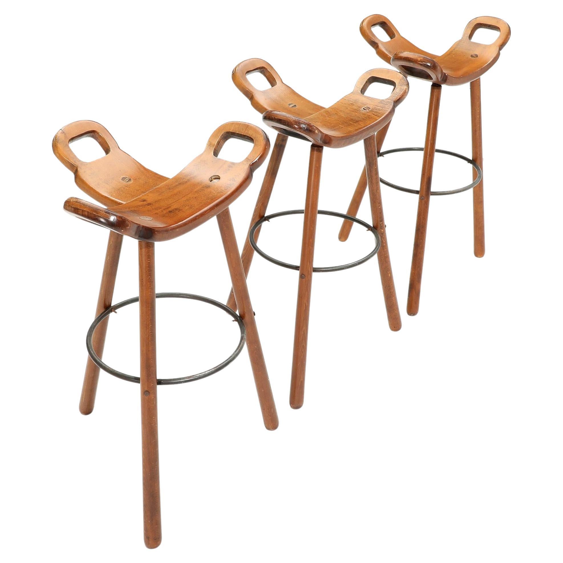 Brown Leather Break Bar Stool, Designed by Enzo Berti, Made in Italy ...