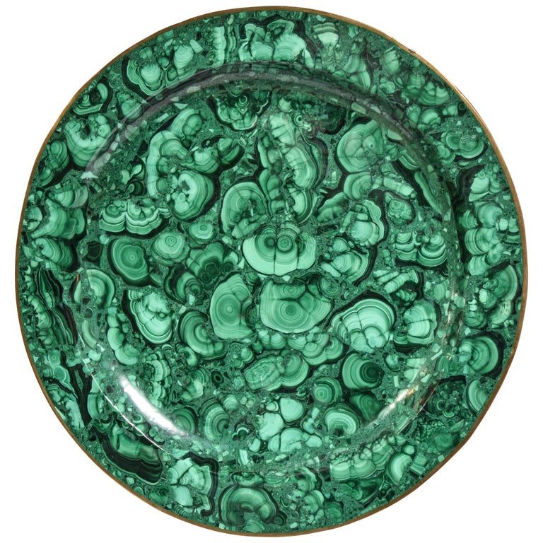 Congo Malachite Gold Rim Plate at 1stDibs