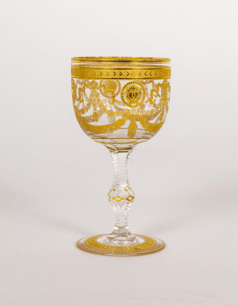 Congress Style Gilt Crystal Claret Wine Glass by Saint-Louis For Sale ...