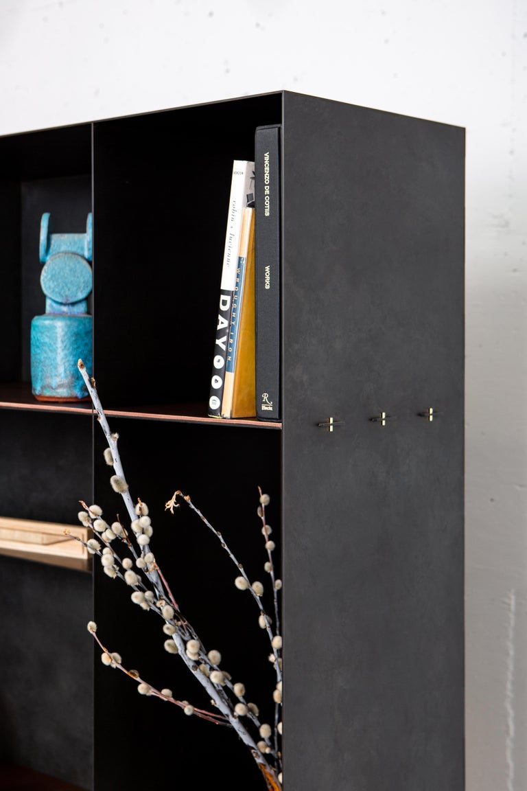 Connect Bookcase or Shelf Customizable in Blackened Steel and Polished ...