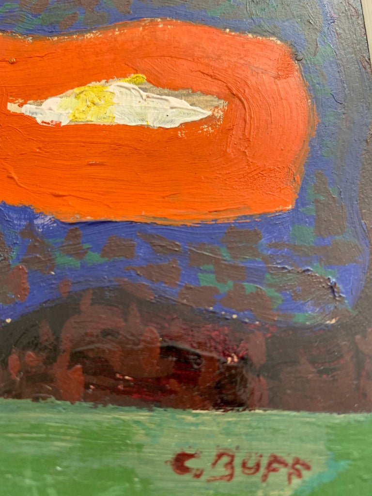 Conrad Buff - Untitled, Orange and Yellow Oval on Blue at 1stDibs