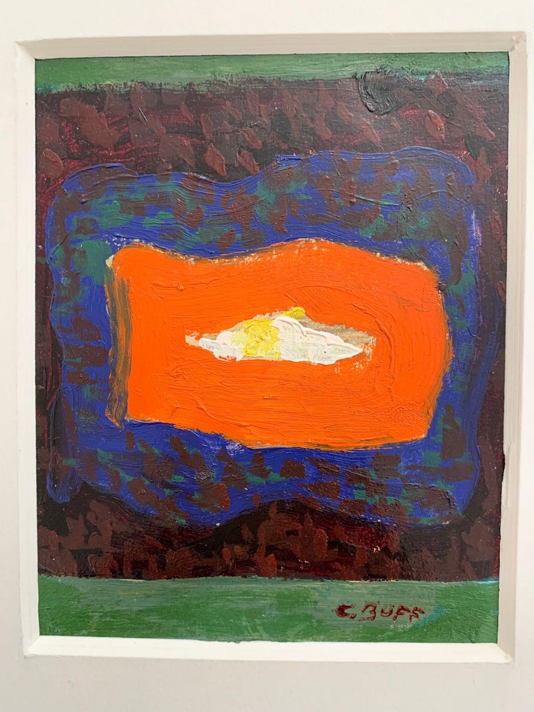 Conrad Buff - Untitled, Orange and Yellow Oval on Blue at 1stDibs