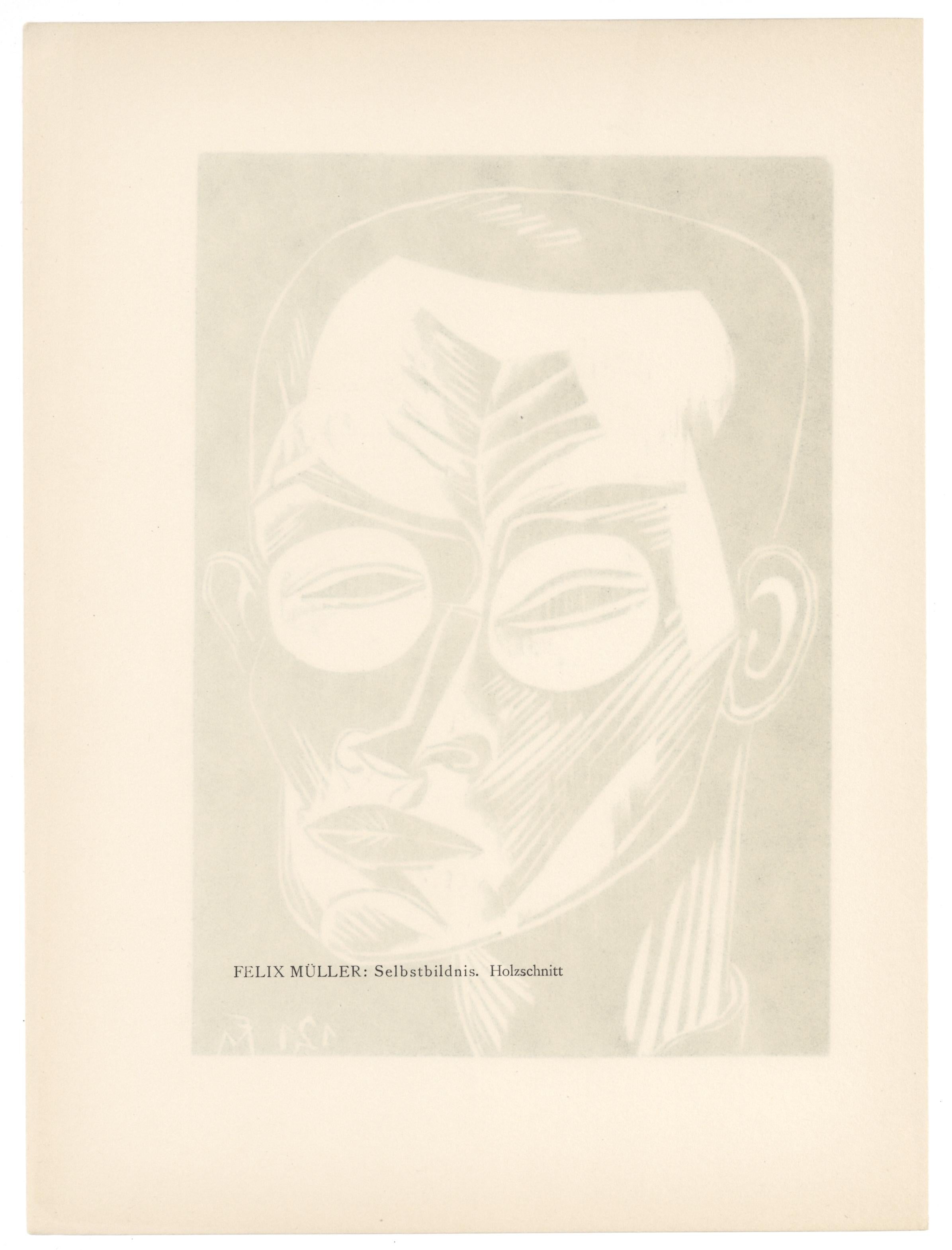 Conrad Felixmuller - "Self Portrait" original woodcut For Sale at 1stDibs