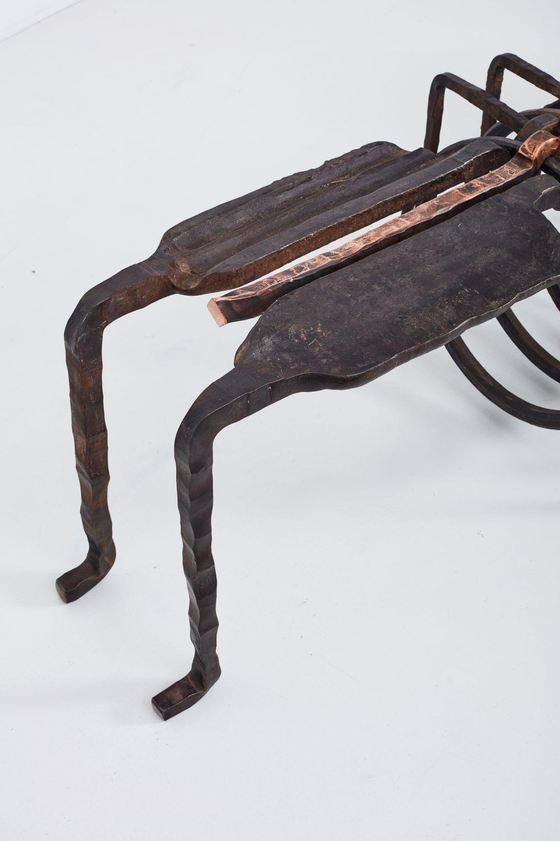 Conrad Hicks, "Wife?", Forged Iron and Copper Bench For Sale at 1stDibs