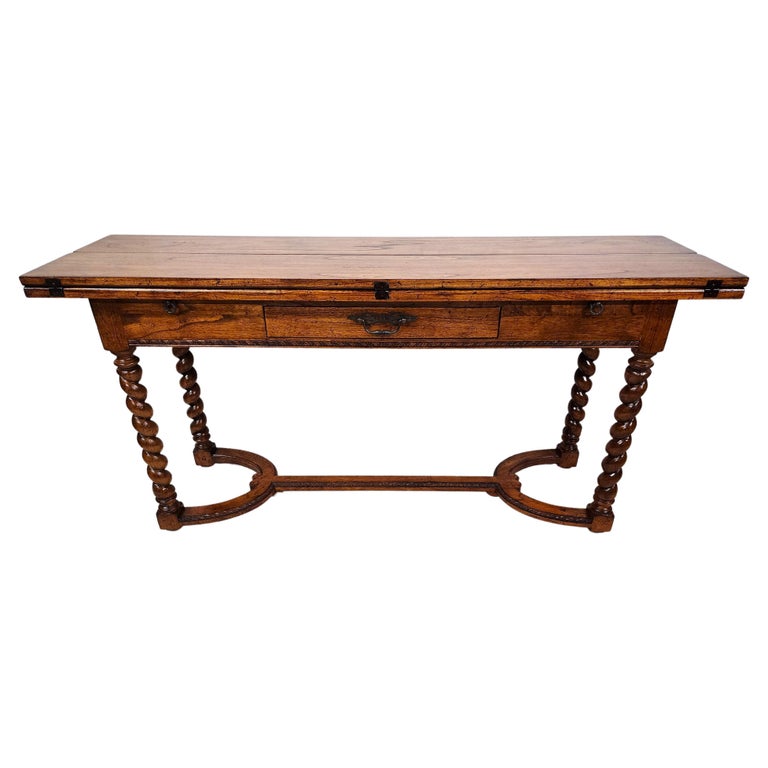 Console Dining Table Flip Top English Oak Barley Twist For Sale at 1stDibs