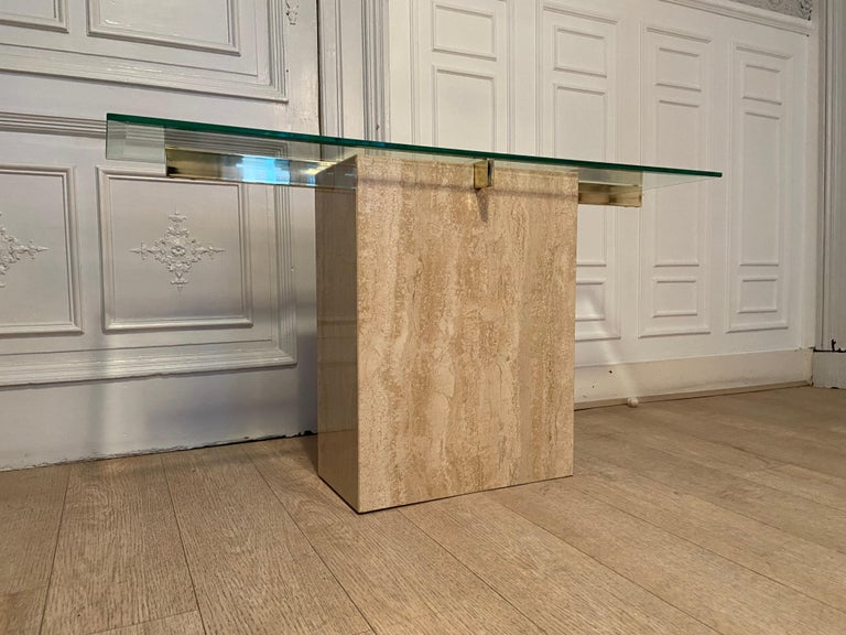 Console En Travertin Et Croix En Métal Doré, Italie, 1970s For Sale at ...