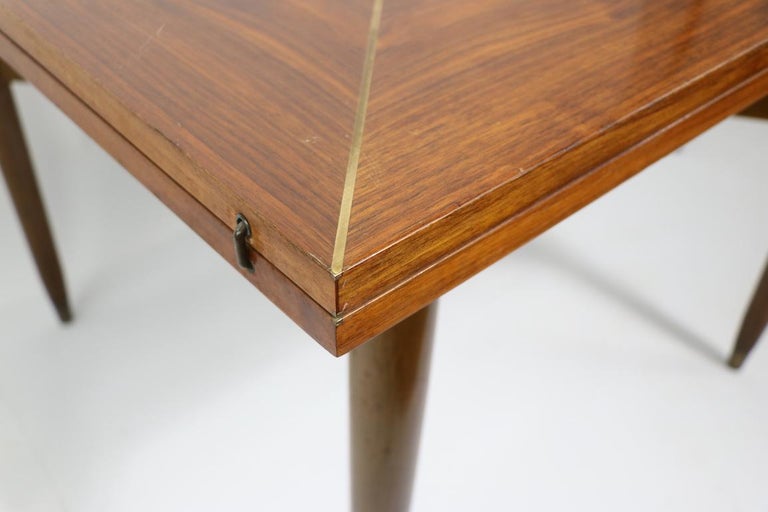 Console Flip Top Dining Table by Parzinger with Brass String Inlay For ...