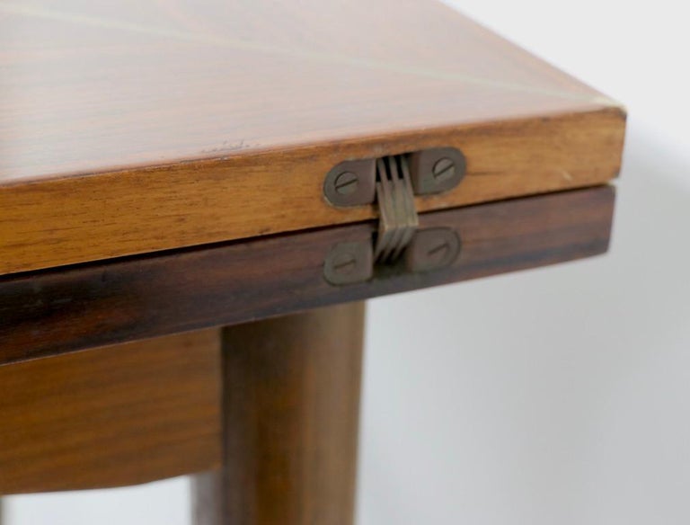 Console Flip Top Dining Table by Parzinger with Brass String Inlay For ...