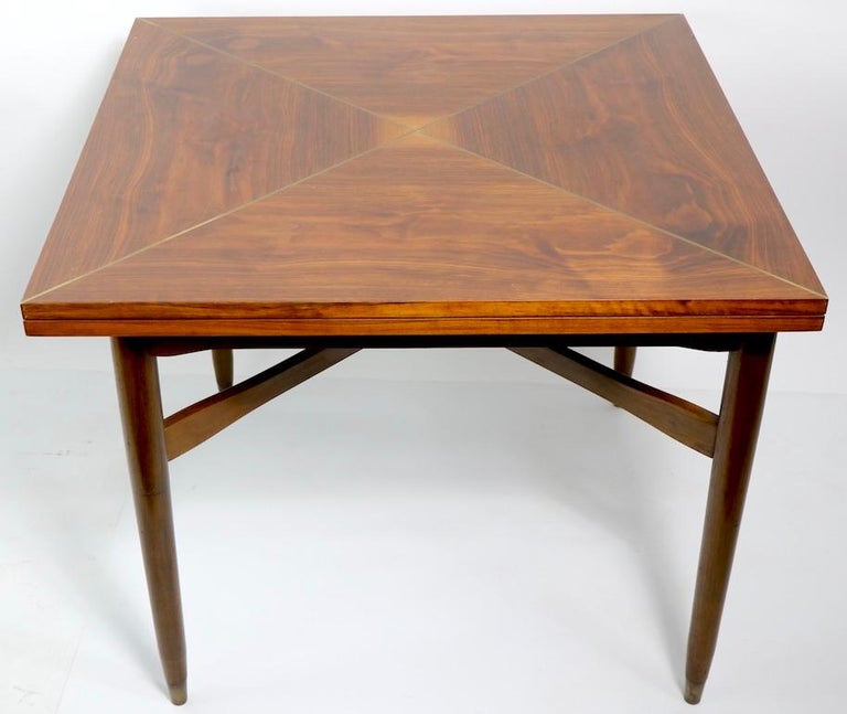 Console Flip Top Dining Table by Parzinger with Brass String Inlay For ...