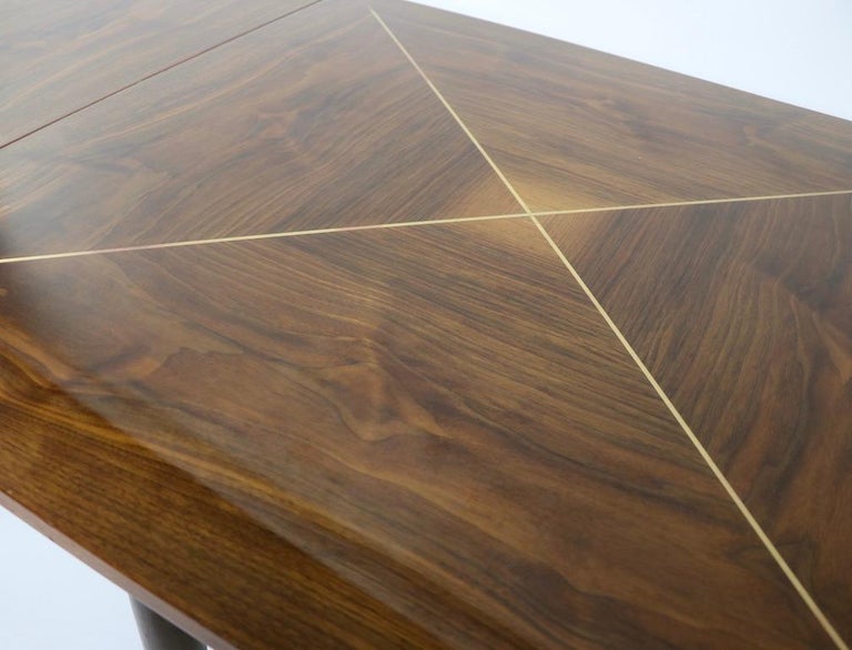 Console Flip Top Dining Table by Parzinger with Brass String Inlay For ...