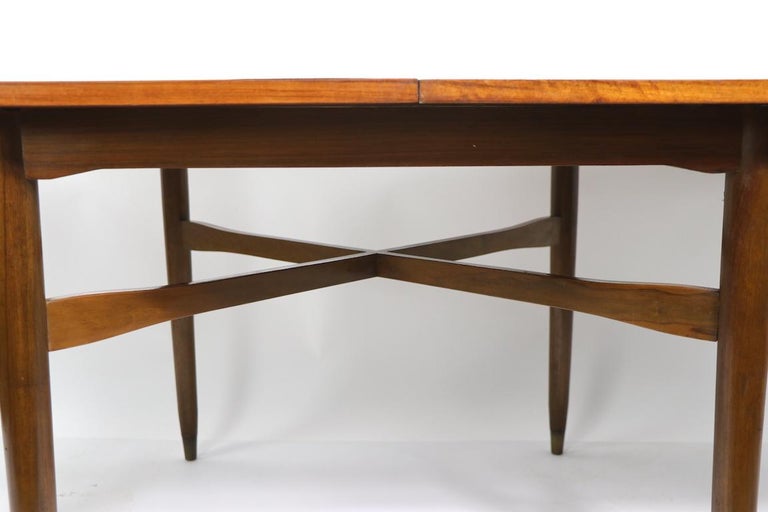 Console Flip Top Dining Table by Parzinger with Brass String Inlay For ...