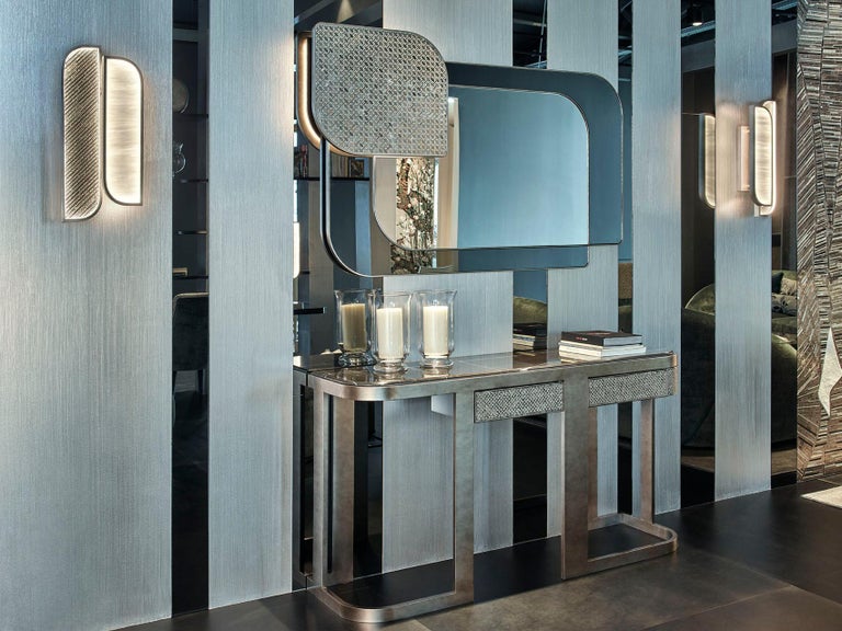 Console Metal Frame Distressed Paint Finish Top Calacatta Gold or Black ...