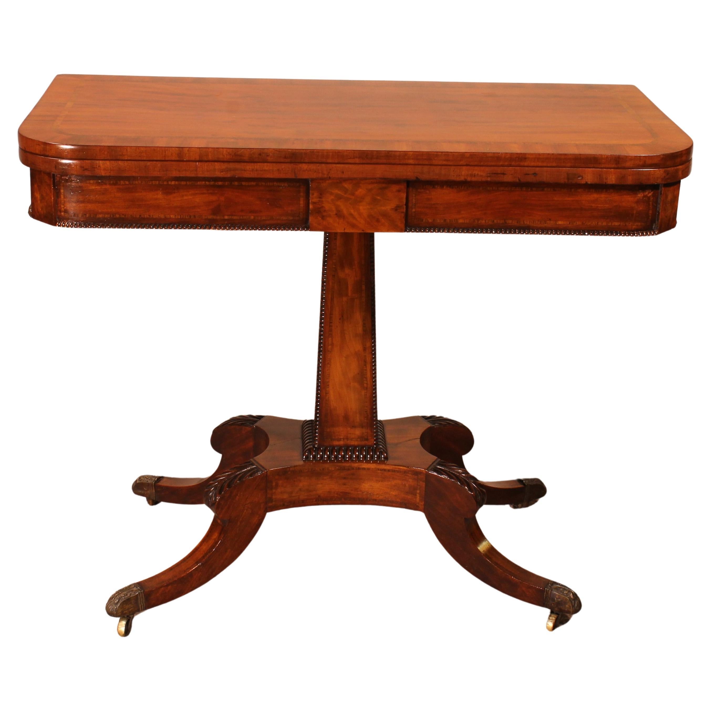 Early 19th Century Mahogany Inlaid Game Table Entryway Console Sheraton ...