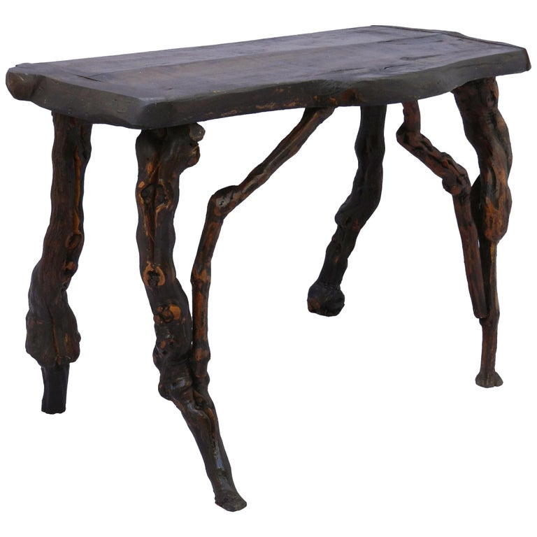 Console Side Table Olive Live Edge Antique Vine Root French Midcentury ...