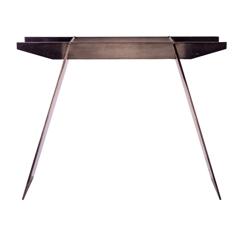 Rectangular Console Table, Natural Brazilian Quartz with Metal Base For ...